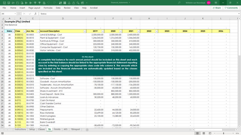 Excel Template Financial Statement
